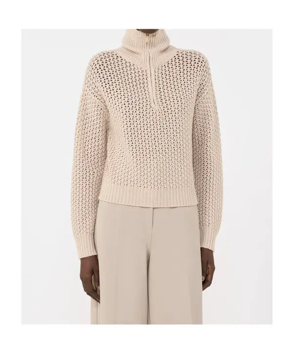 Max Mara Zip-up Open-knit Polo Shirt