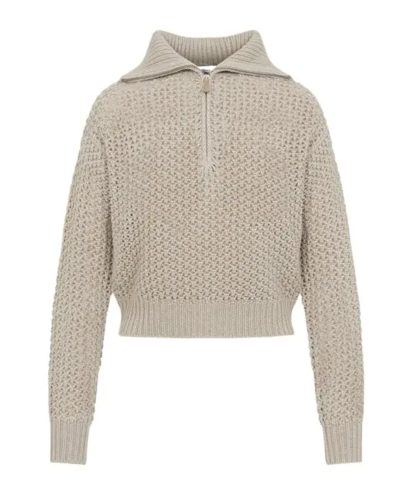 Max Mara Tequila Open-knit Zip-detailed Jumper - Albino