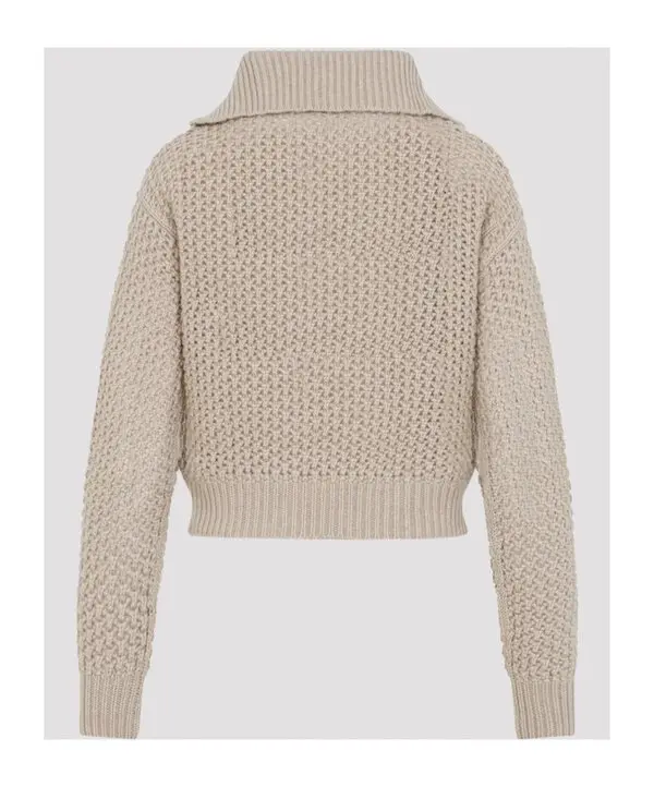 Max Mara Tequila Open-knit Zip-detailed Jumper - Albino
