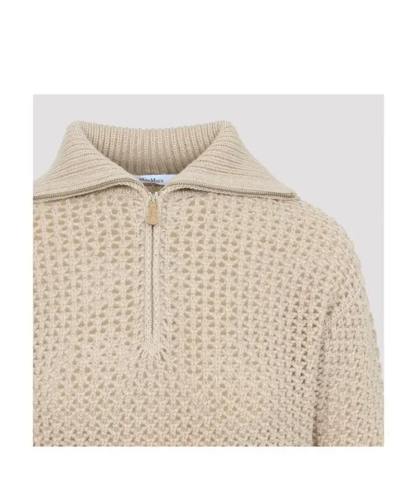 Max Mara Tequila Open-knit Zip-detailed Jumper - Albino