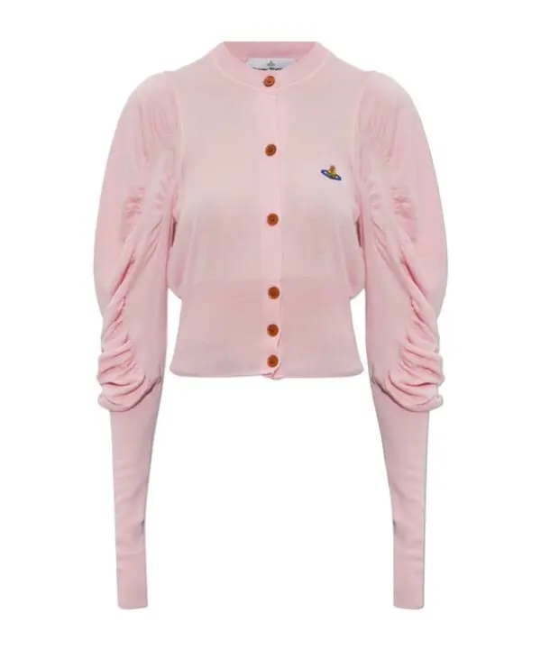 VIVIENNE WESTWOOD Eli Cropped Cardigan With Saturn Logo - Pink