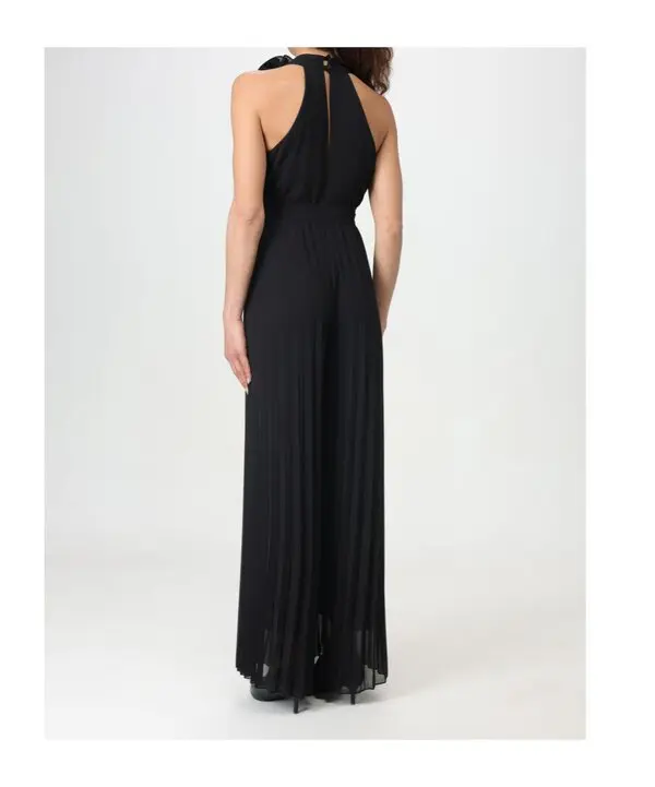 KAOS Crossover Neckline Pleated Jumpsuit With Floral Embellishment