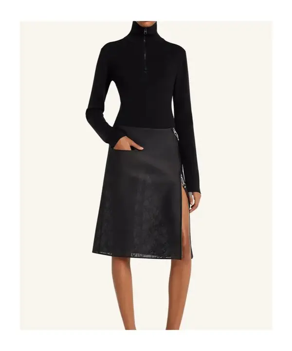 COURREGES Zipped Mock Neck Jumper - Black