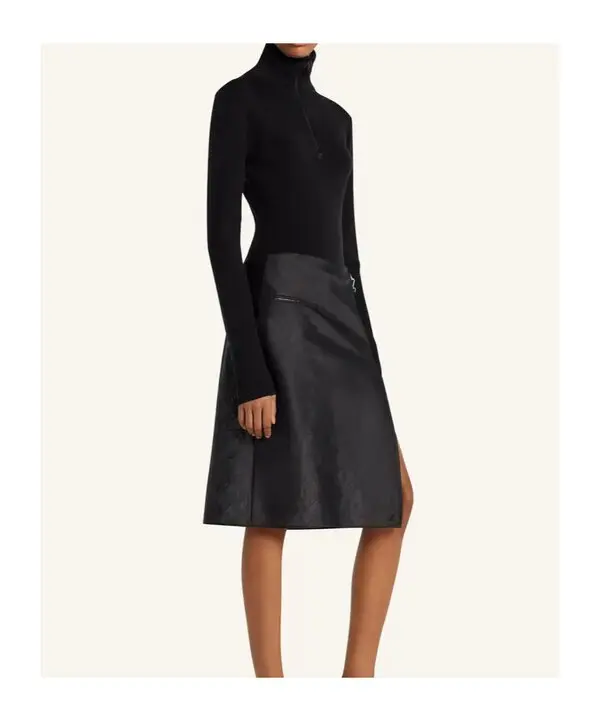COURREGES Zipped Mock Neck Jumper - Black
