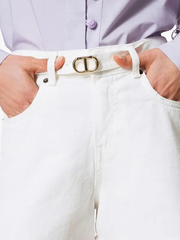TWINSET Belted Frayed Hem Shorts