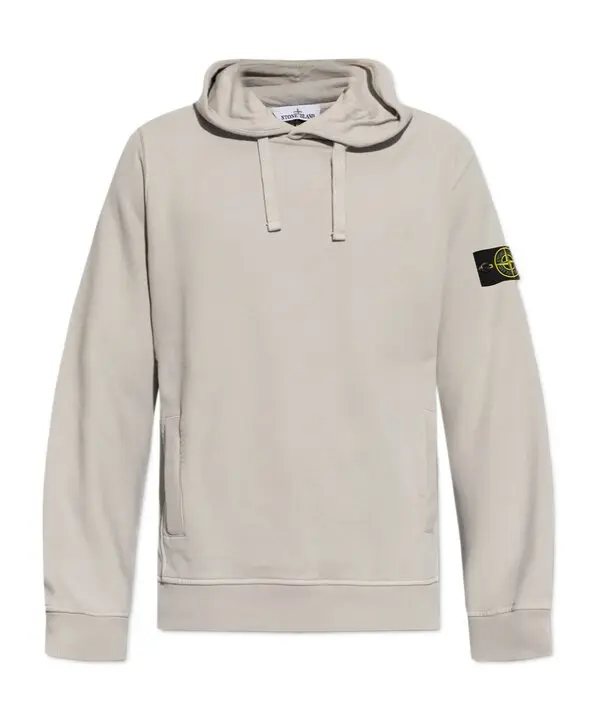 Stone Island Compass Patch Drawstring Hoodie - Grey