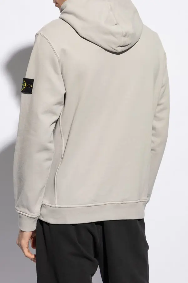Stone Island Compass Patch Drawstring Hoodie - Grey