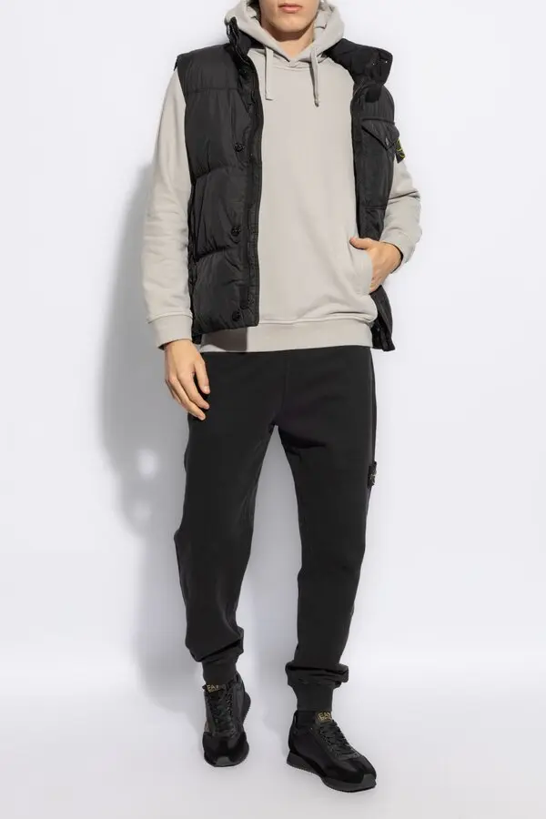 Stone Island Compass Patch Drawstring Hoodie - Grey