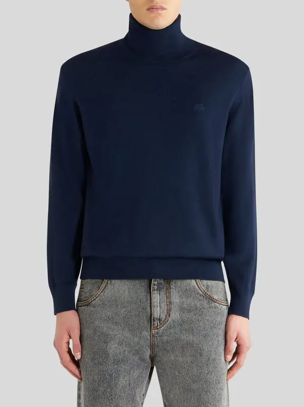 Etro Pegaso Embroidered Turtleneck Jumper - Black