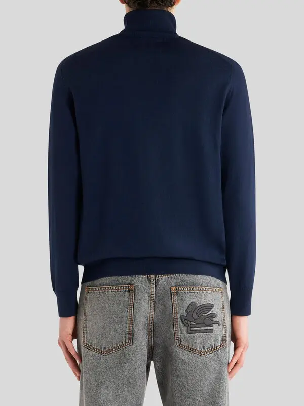 Etro Pegaso Embroidered Turtleneck Jumper - Black