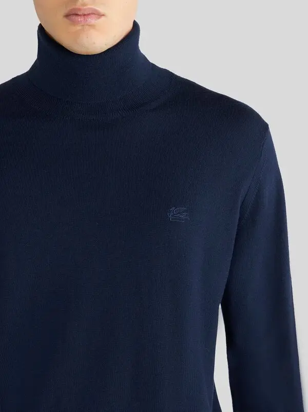 Etro Pegaso Embroidered Turtleneck Jumper - Black