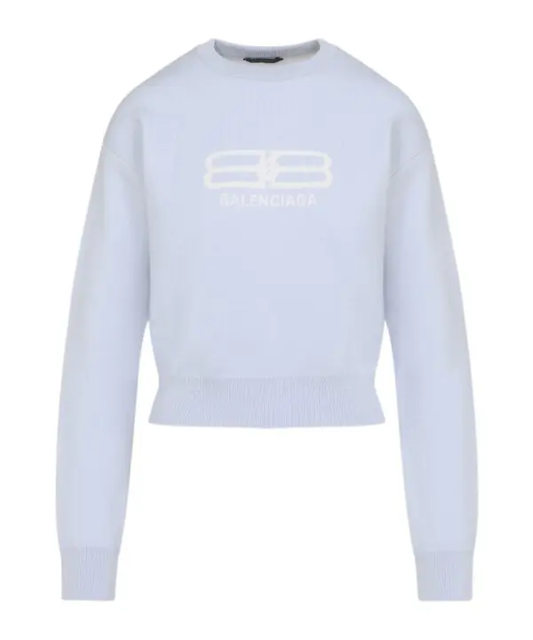 Balenciaga Logo Intarsia Crewneck Sweater