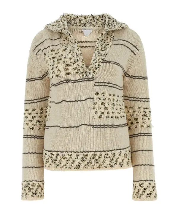 Bottega Veneta Striped V-neck Jumper With Lapels