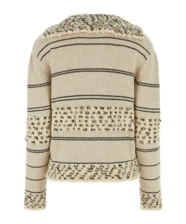 Bottega Veneta Striped V-neck Jumper With Lapels