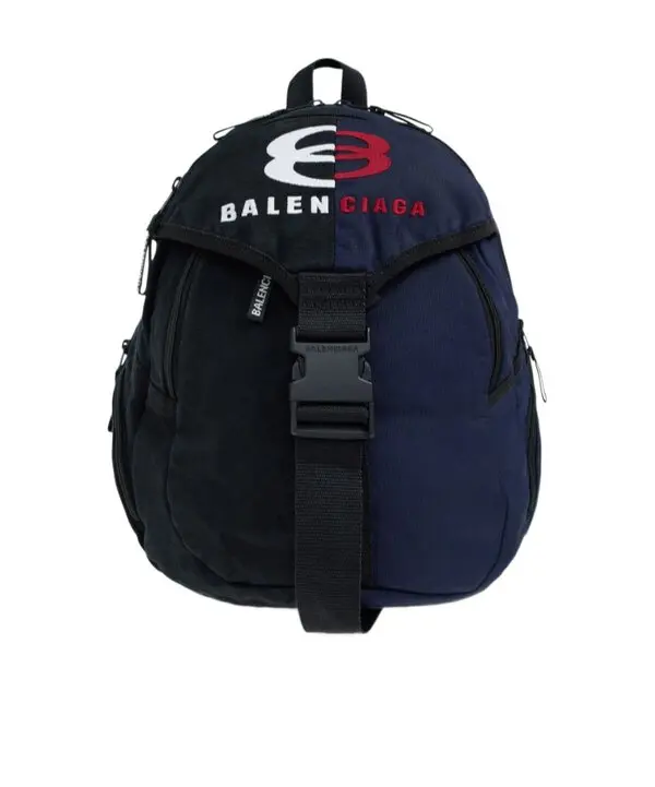 Balenciaga Logo Embroidered Buckled Backpack - Black