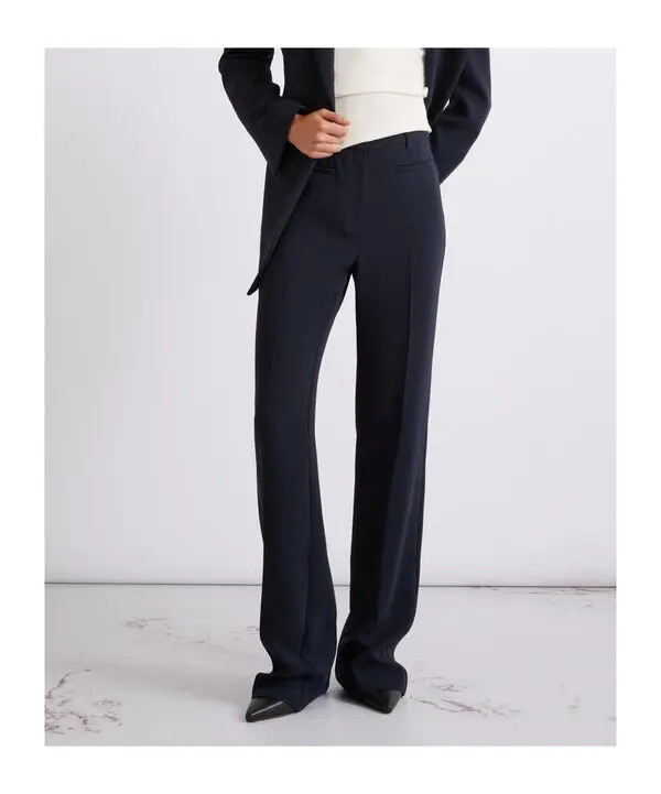 Marella Slightly Flared Cady Trousers - Navy Blue
