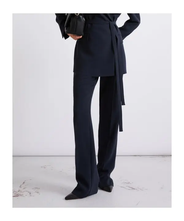 Marella Slightly Flared Cady Trousers - Navy Blue