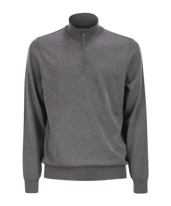 Hugo Boss Half Zip Knit Sweater - Gray