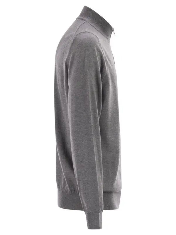 Hugo Boss Half Zip Knit Sweater - Gray