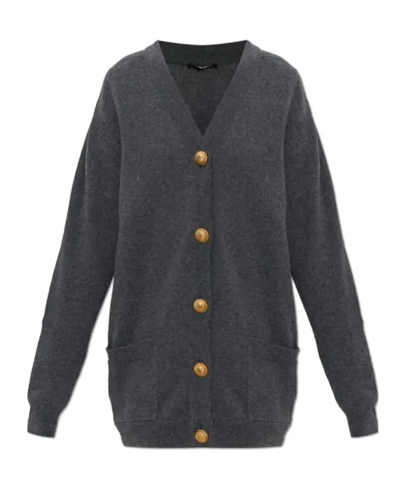 Balmain Button-up Knit Cardigan - Grey