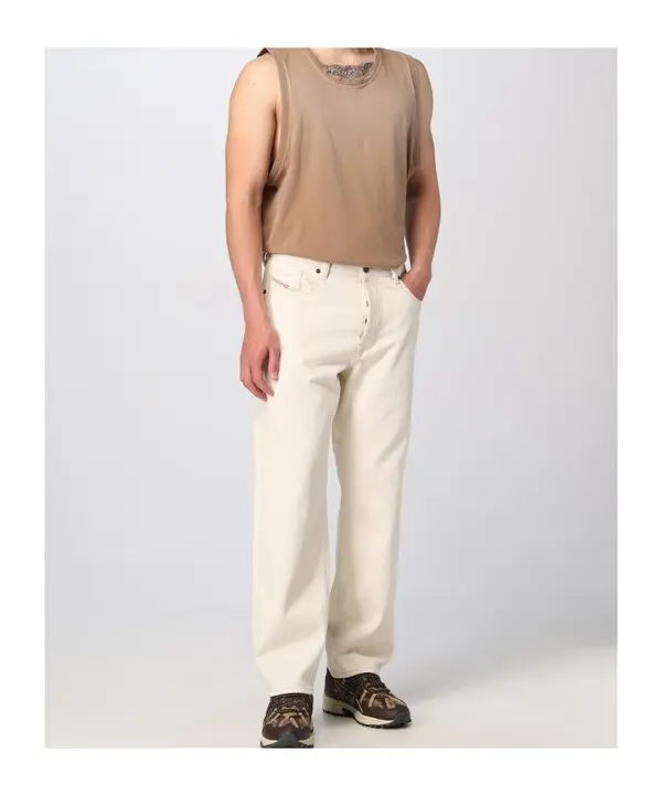DIESEL® Logo Patch Straight-leg Jeans - White