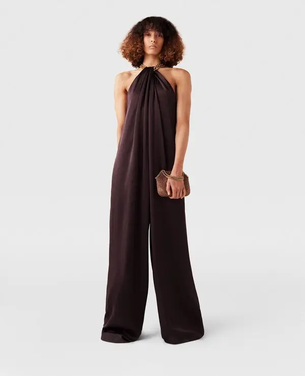 Stella McCartney Chain Halterneck Satin Jumpsuit