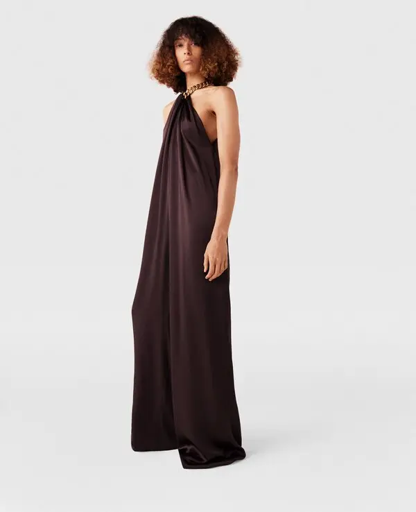 Stella McCartney Chain Halterneck Satin Jumpsuit