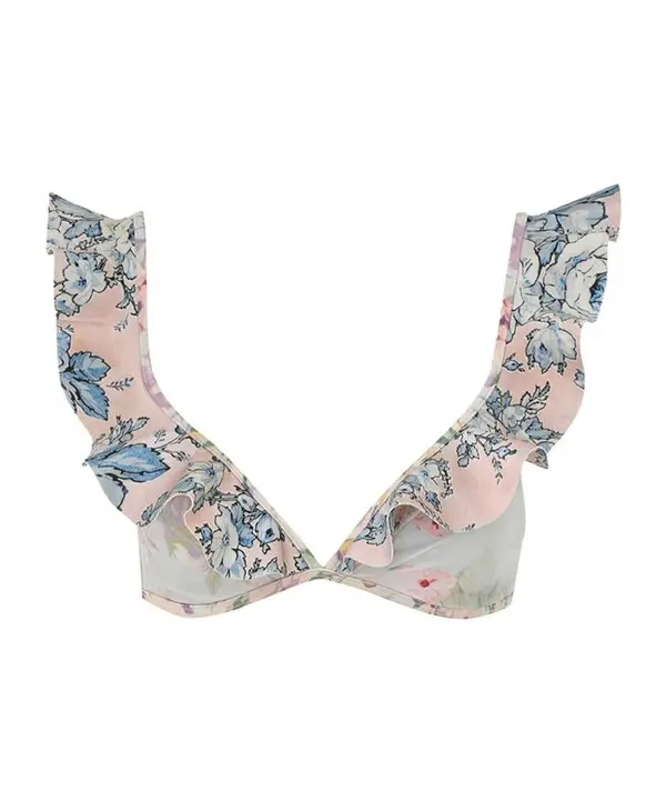 Zimmermann Floral Printed Bikini Top - Nude