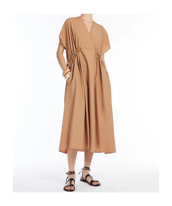 Max Mara V-neck Midi Dress With Drawstring Waist