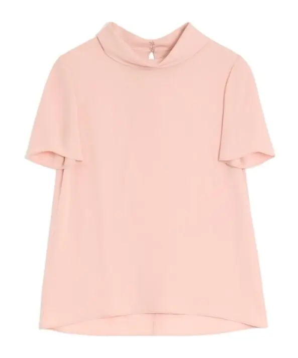 Valentino Garavani Georgette Mock Neck Short-sleeved Top - Pink