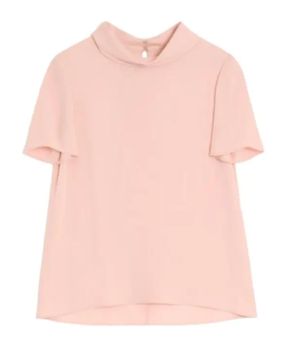 Valentino Garavani Georgette Mock Neck Short-sleeved Top - Pink