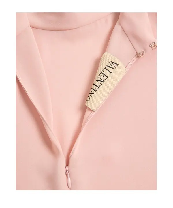 Valentino Garavani Georgette Mock Neck Short-sleeved Top - Pink