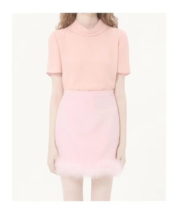 Valentino Garavani Georgette Mock Neck Short-sleeved Top - Pink