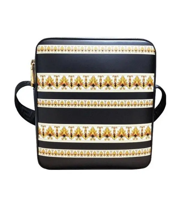 Versace Logo Printed Shoulder Bag - Black