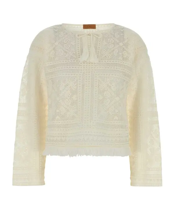 Alanui Crochet Fringed Sweater - Nude