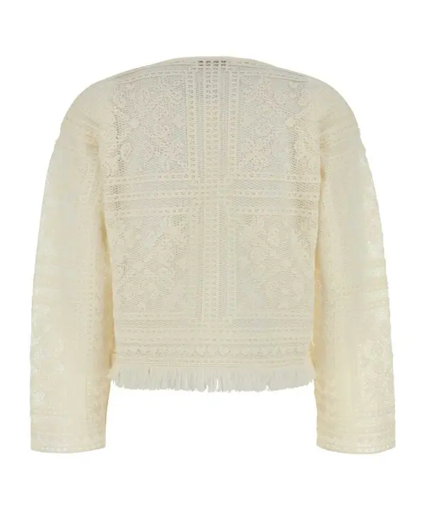 Alanui Crochet Fringed Sweater - Nude
