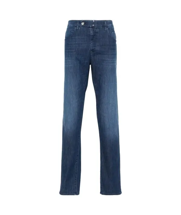 Incotex Logo-patch Tapered Jeans - Blue