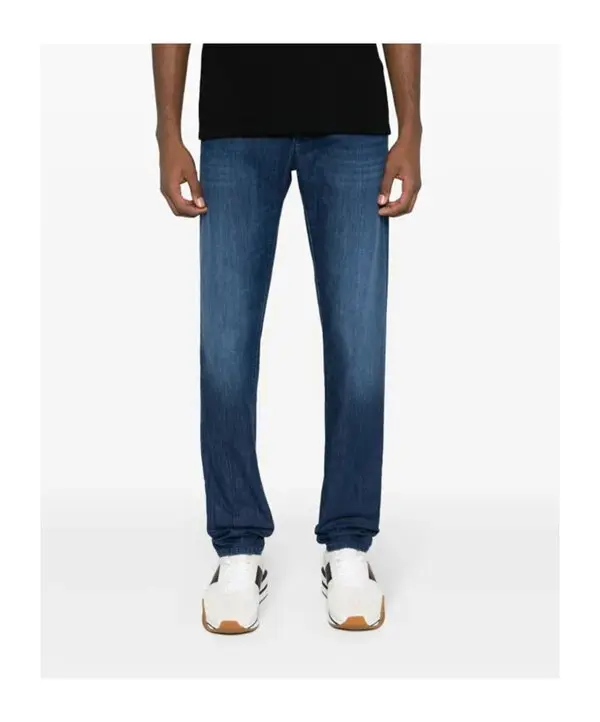 Incotex Logo-patch Tapered Jeans - Blue