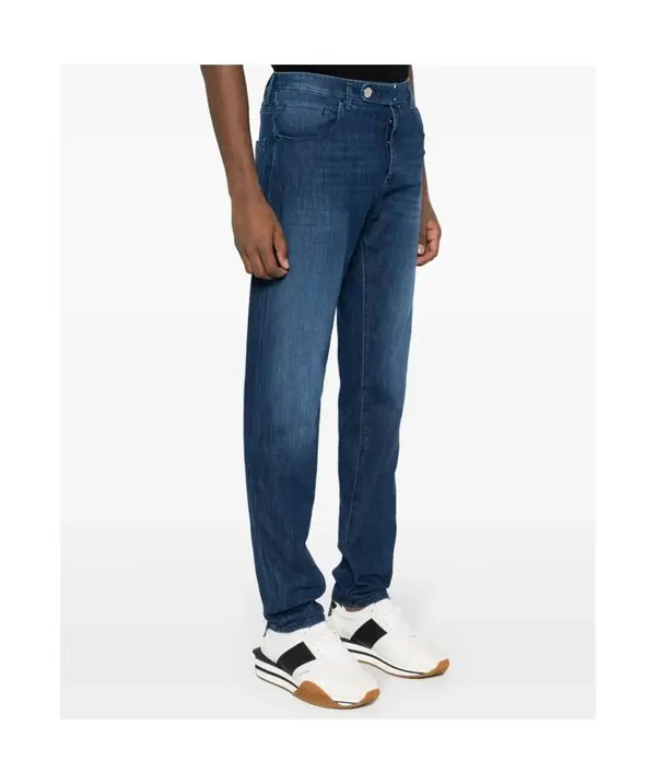 Incotex Logo-patch Tapered Jeans - Blue