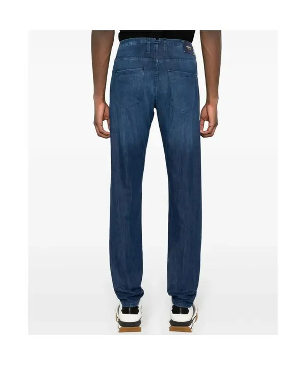Incotex Logo-patch Tapered Jeans - Blue