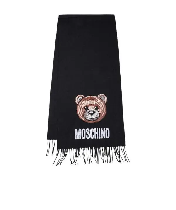 Moschino Logo Printed Scarf - Black