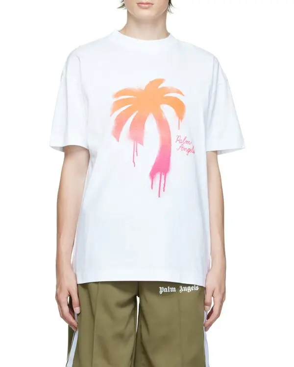 Palm Angels Palm Tree-print Cotton T-shirt - White