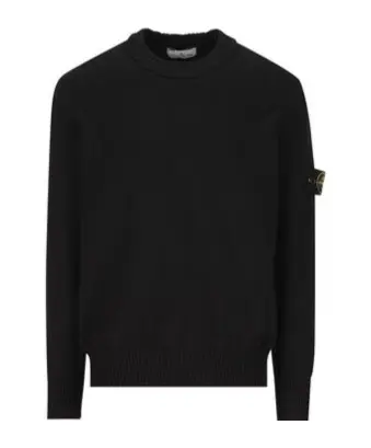 Stone Island Logo Patch Crewneck Jumper - Black