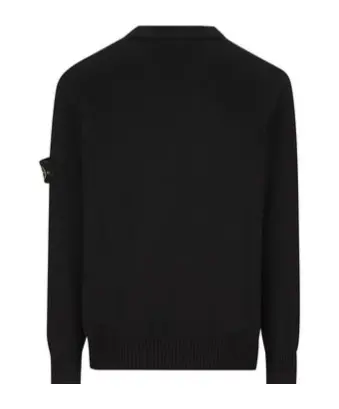 Stone Island Logo Patch Crewneck Jumper - Black