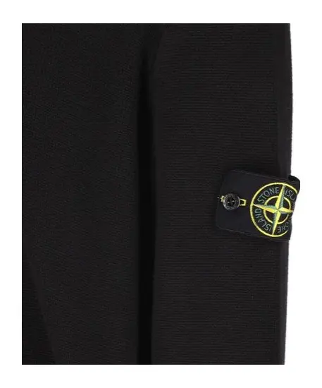 Stone Island Logo Patch Crewneck Jumper - Black