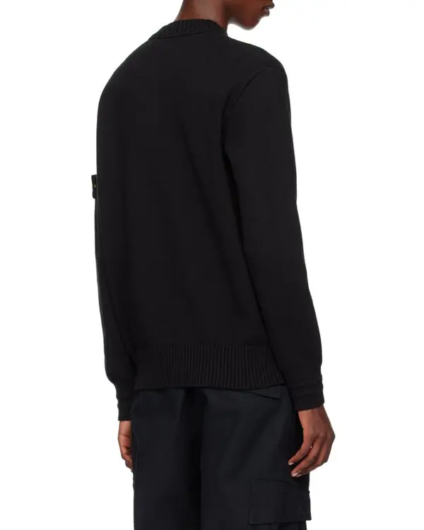 Stone Island Logo Patch Crewneck Jumper - Black