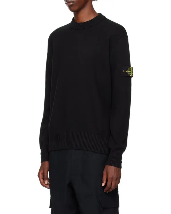 Stone Island Logo Patch Crewneck Jumper - Black