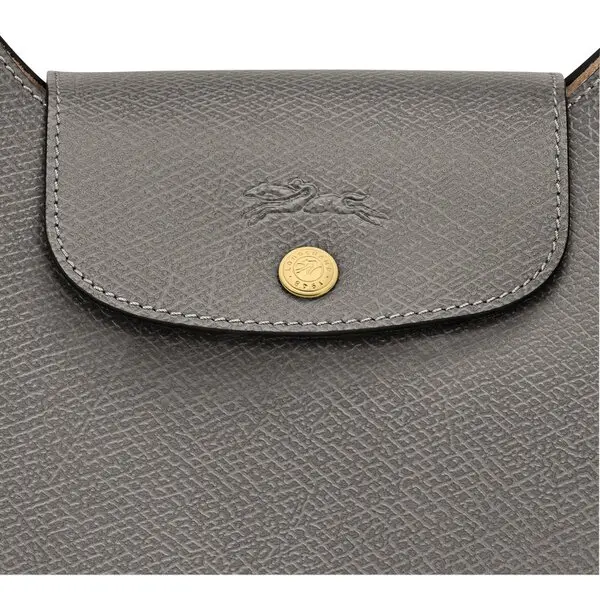 Longchamp Grained Leather Shoulder Bag With Snap Closure