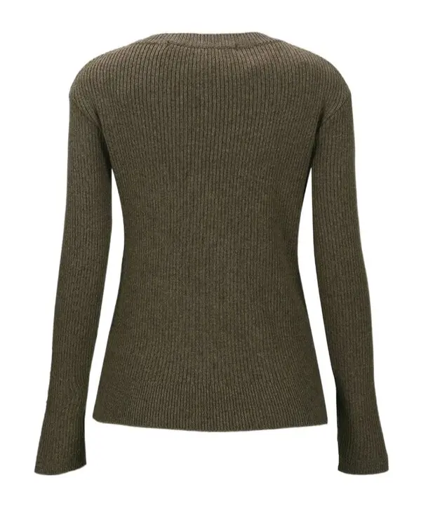 Andersson Bell Ribbed Knit Wool Blend Cardigan With Logo Embroidery