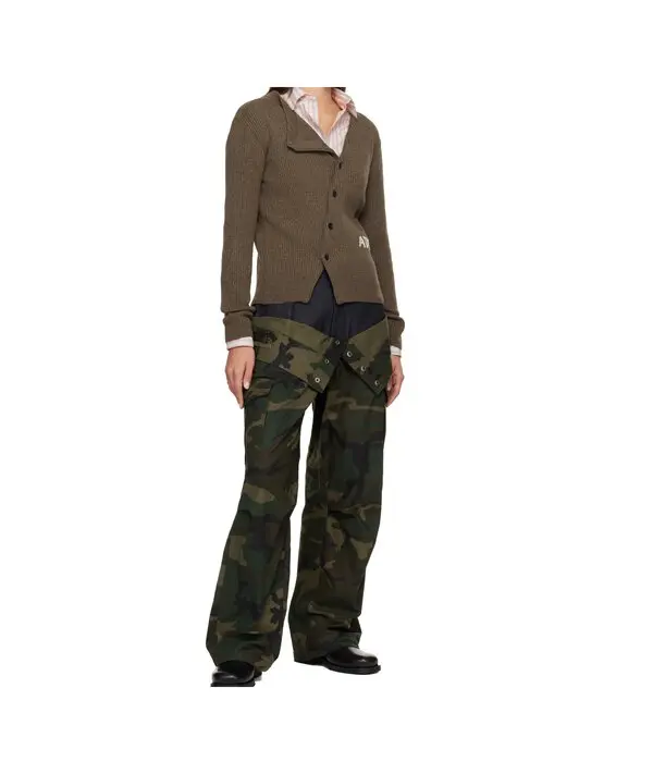 Andersson Bell Ribbed Knit Wool Blend Cardigan With Logo Embroidery